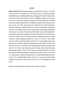 Hubungan Produksi Susu Dengan Body Condition Score (Bcs) Ternak Sapi ...